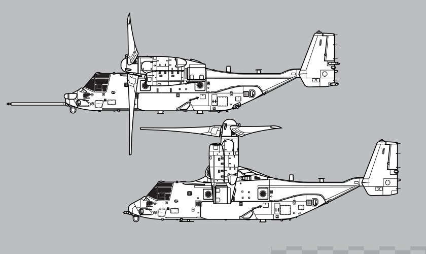 Bell boeing v-22 osprey Royalty Free Vector Image