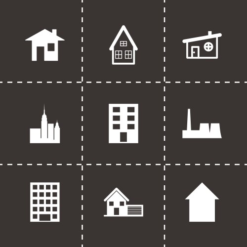 White building icon set Royalty Free Vector Image