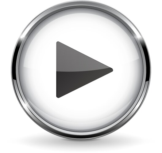 Black round glass button 3d icon with metal frame Vector Image