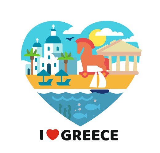 Greece love Royalty Free Vector Image - VectorStock
