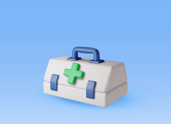 3d first aid kit with stethoscope pill container Vector Image