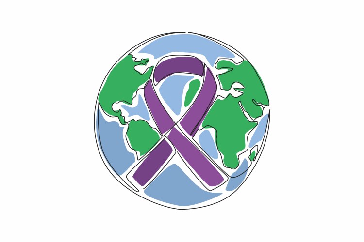 Continuous one line drawing ribbon forming cancer Vector Image