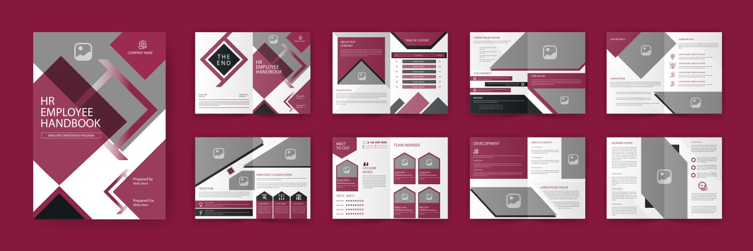 Hr employee handbook brochure template Royalty Free Vector