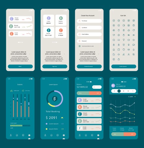 Blue mobile user interface design Royalty Free Vector Image