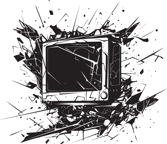 Tattered tube black element of smashed television Vector Image