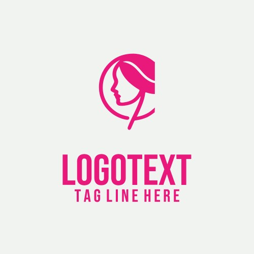 Linear lady face logo Royalty Free Vector Image