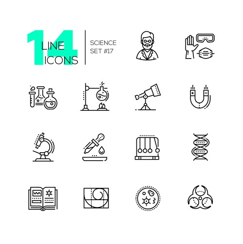 Science icons set creative biology Royalty Free Vector Image