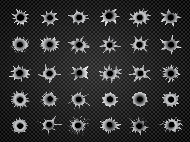 Shooting holes pattern gunshot dots on wall Vector Image