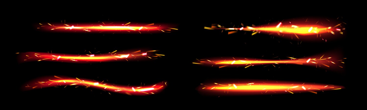 Fire lines with light sparks cracker trail effect Vector Image
