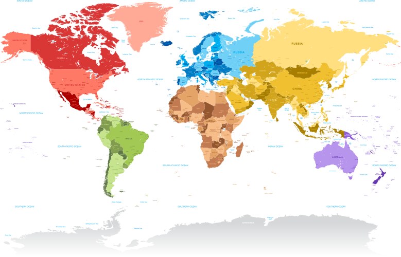 Political map of the world Royalty Free Vector Image