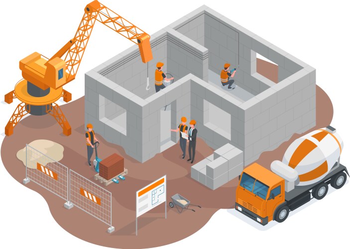 Stages of construction multistory building Vector Image