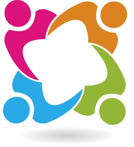 Teamwork group people working together logo Vector Image