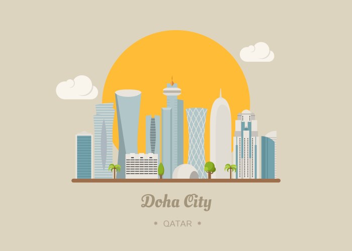 One single line drawing of doha city skyline Vector Image