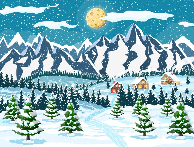 Winter Christmas Landscape – Royalty-Free Vector | VectorStock