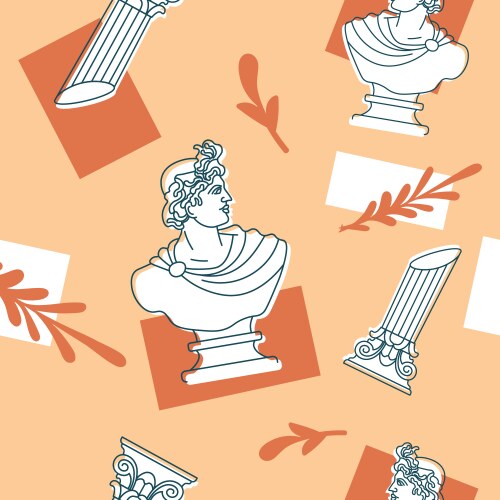 Minimal sculpture head ancient greek pattern Vector Image