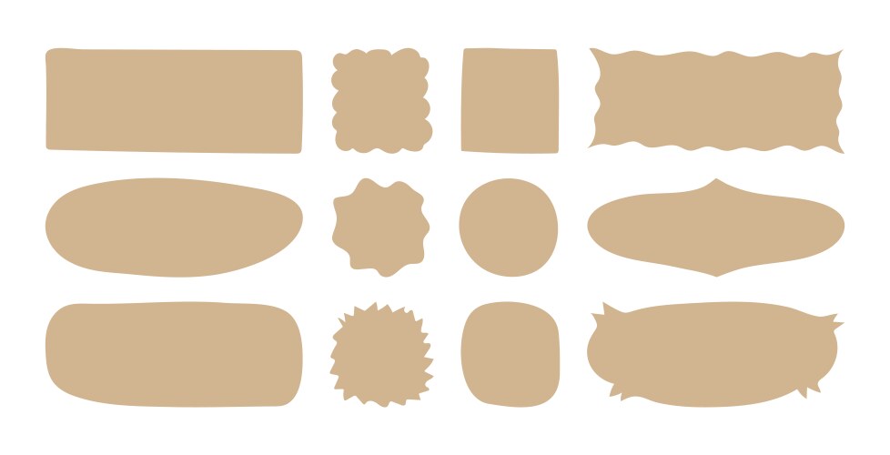 Blank text frames template in doodle style beige Vector Image