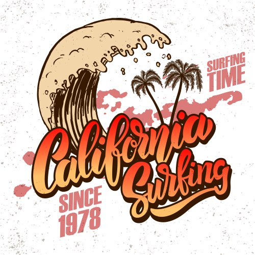 California surf rider poster template Royalty Free Vector