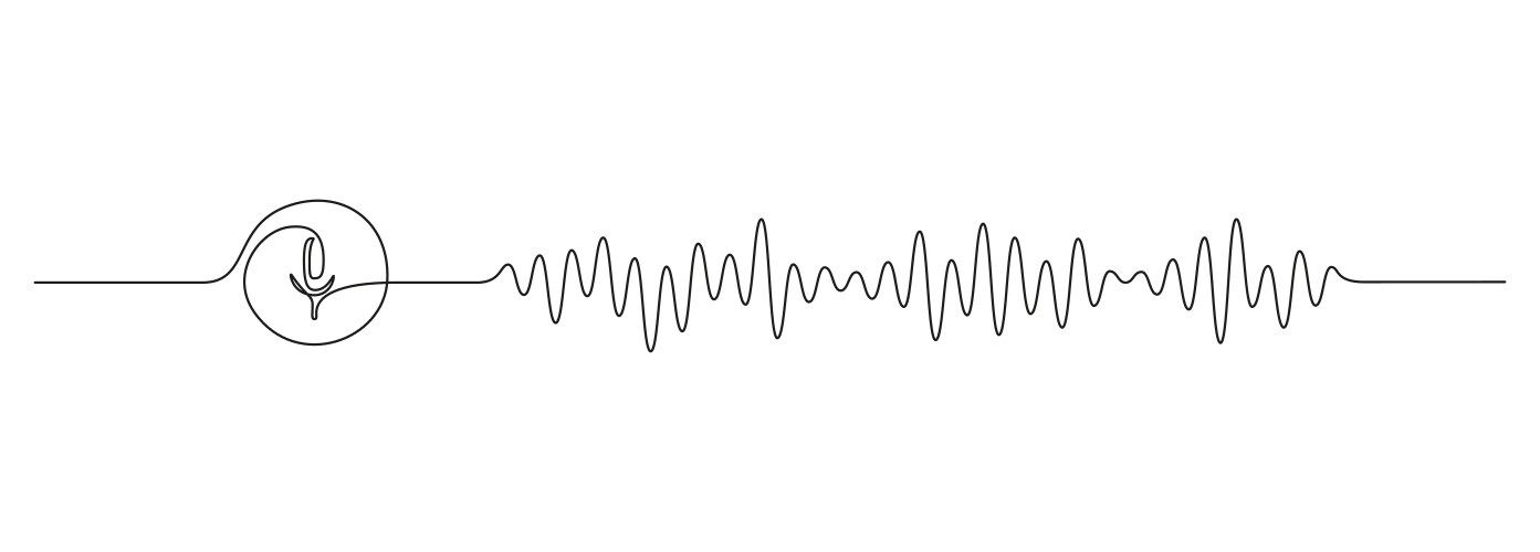One line drawing of sound wave continuous linear Vector Image