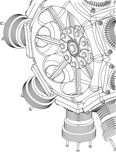 Radial engine on a white Royalty Free Vector Image