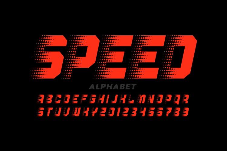Speed style lowercase font alphabet letters Vector Image