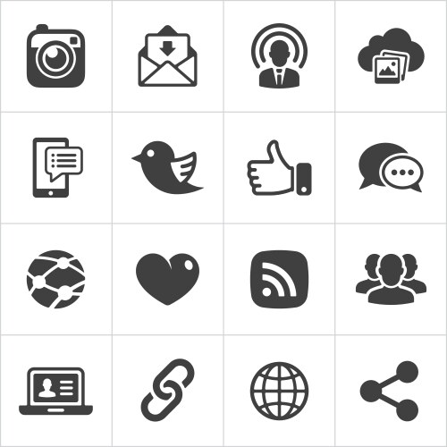 Set collection social media icons Royalty Free Vector Image