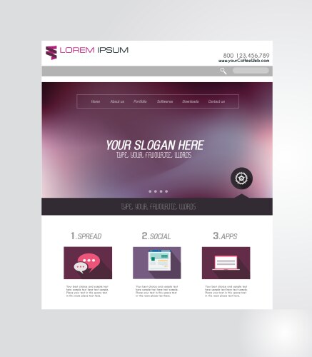 Gray website template Royalty Free Vector Image