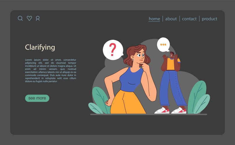 Active listening skill web banner or landing page Vector Image