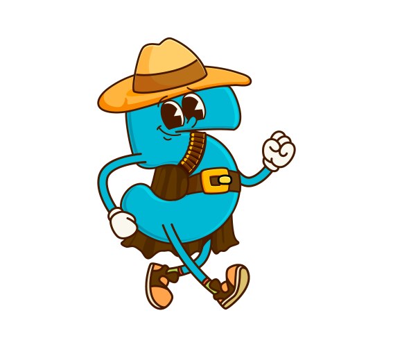 Groovy math number four 4 retro cartoon character Vector Image