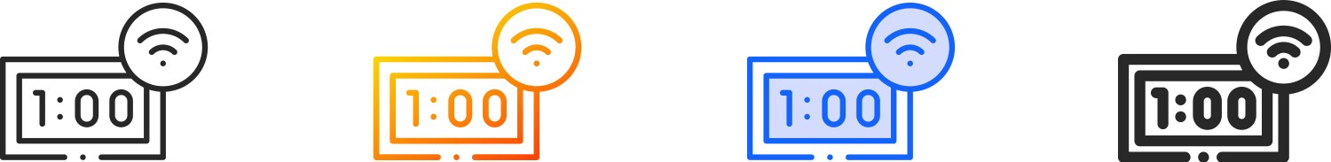 Clock iconthin linear gradient blue stroke Vector Image