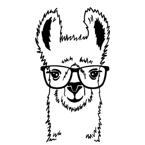 Hand drawn funny portrait of llama black Vector Image