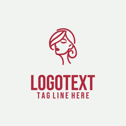 Linear lady face logo Royalty Free Vector Image