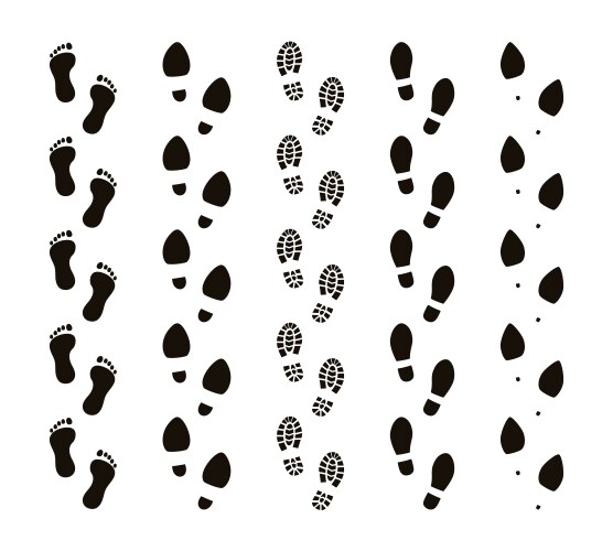 Footprint route human prints follow trail funny Vector Image