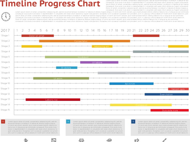 Gantt project production timeline graph Royalty Free Vector