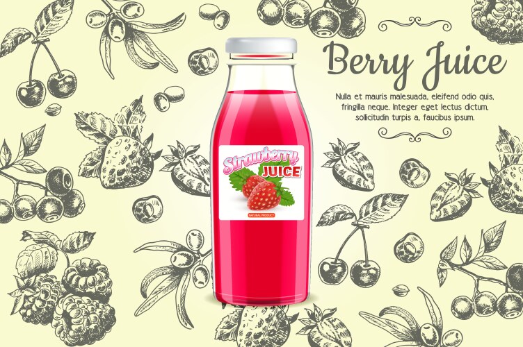 Strawberry jam ads design template Royalty Free Vector Image