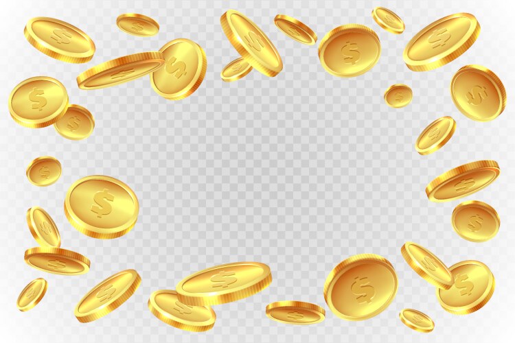 Golden coins explosion realistic flying gold coin Vector Image