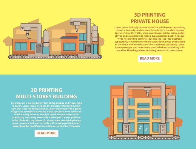 Set of 3d printing concept horizontal Royalty Free Vector