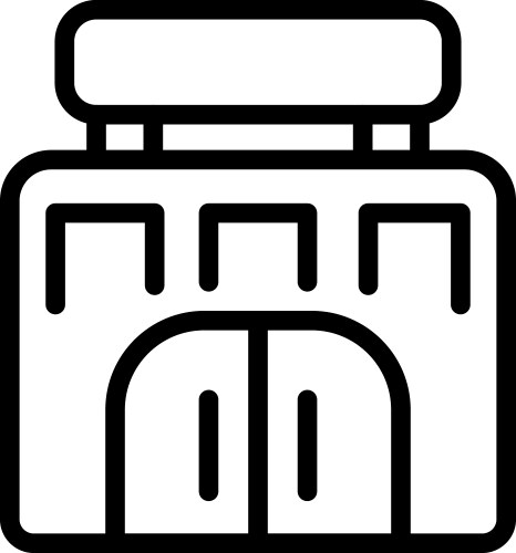 Black and white line art drawing of a storefront Vector Image