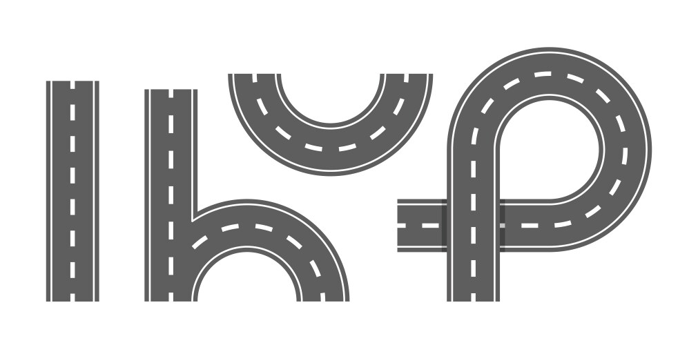 Collection of various road sections Royalty Free Vector