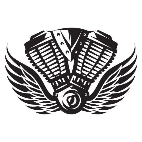 Monochrome pattern with wheel wings and pistons Vector Image