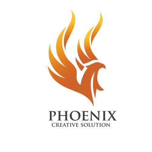 Phoenix with crown logo Royalty Free Vector Image