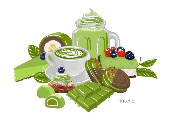 Matcha in a spoon Royalty Free Vector Image - VectorStock