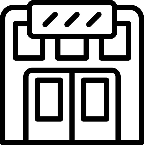 Iconic storefront line art Royalty Free Vector Image