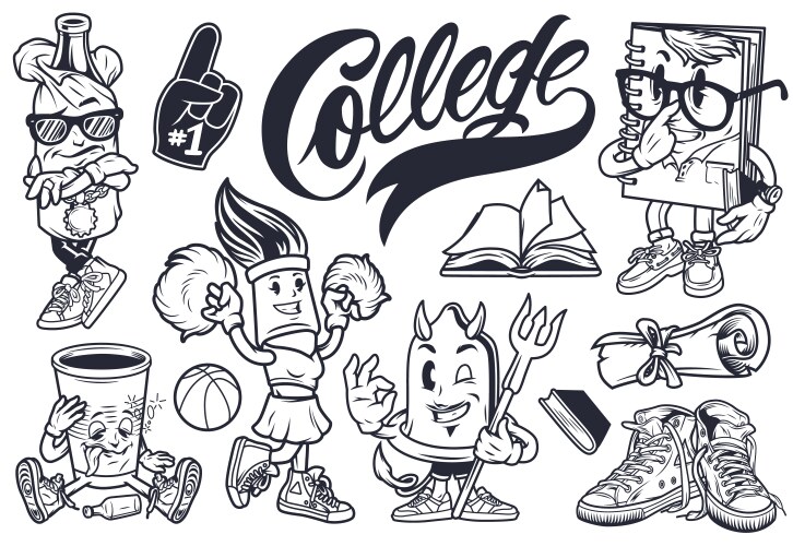 Vintage monochrome college logos Royalty Free Vector Image