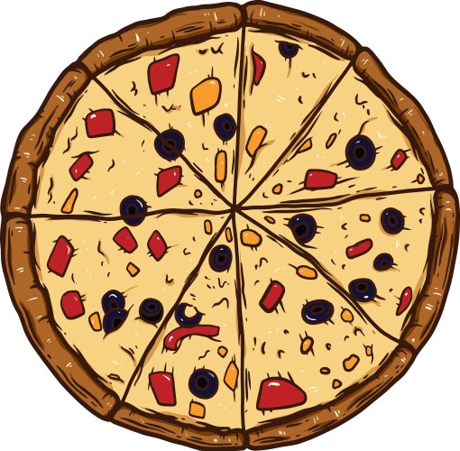 Hand drawing pizza Royalty Free Vector Image - VectorStock