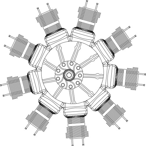 Radial engine on a white Royalty Free Vector Image
