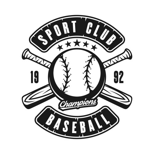 Ball and two baseball bats vintage black emblem Vector Image