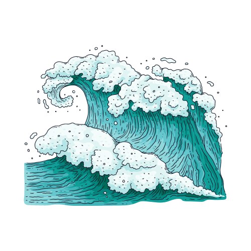 Ocean wave line drawing Vector Images & Graphics for Commercial Use ...