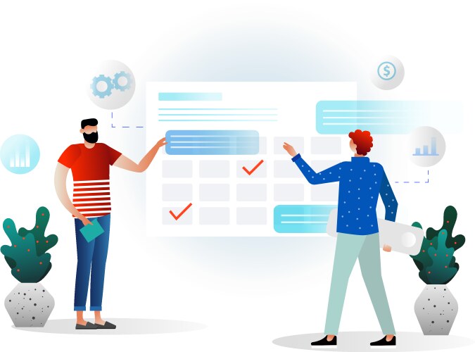 Developers team planning weekly schedule tasks Vector Image