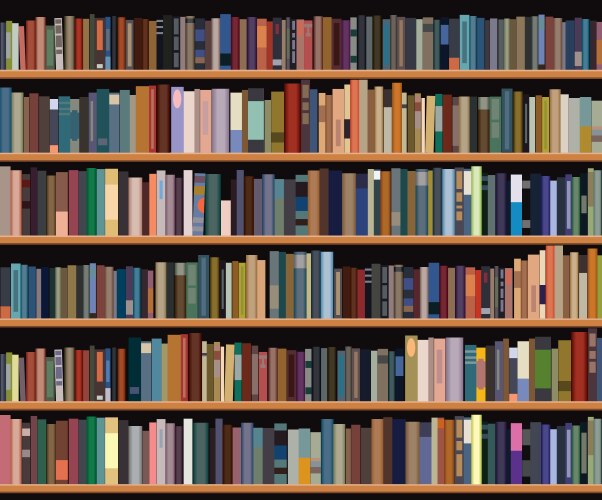 Library book shelf literature books cartoon Vector Image