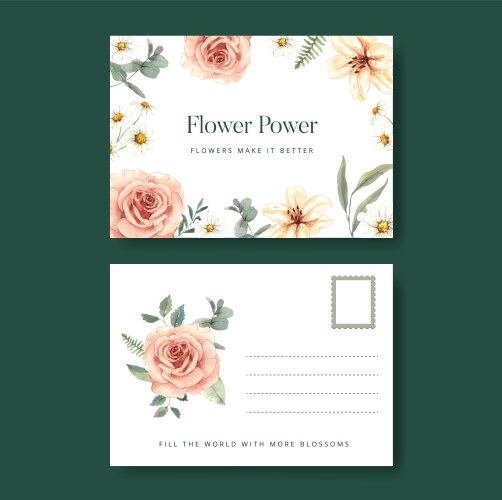 Postcard template with pastel tropical flower Vector Image